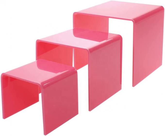 U Shaped Set Of 3 Plexiglass Stacking Scroll Risers Lucite Display ...