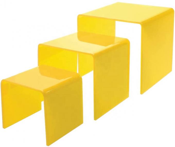 U Shaped Set Of 3 Plexiglass Stacking Scroll Risers Lucite Display ...