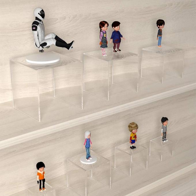 2 Inch 12 Inch Square Acrylic Riser Displays Nesting Clear Display Stand