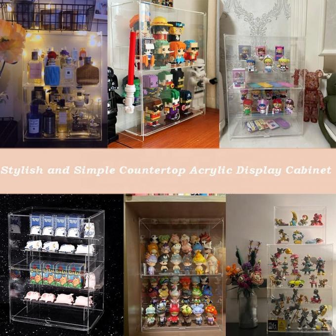 3 Tiered 2 Tier Acrylic Display Stand Case Box Assemble Countertop With ...