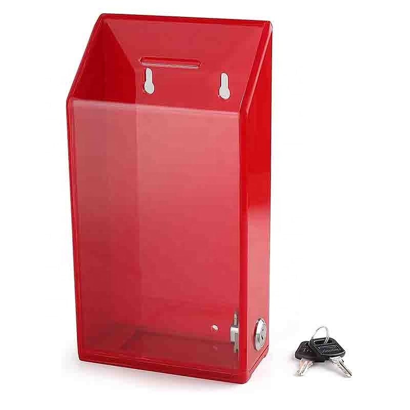 Transparent Clear Plexiglass Donation Box With Lock And Key Floor Stand ...